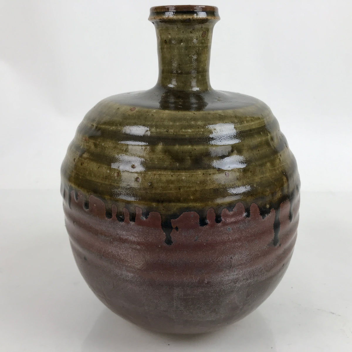 Japanese Ceramic Flower Vase Vtg Ikebana Drip Glaze Pottery Kabin Brow | Online Shop | Authentic ...