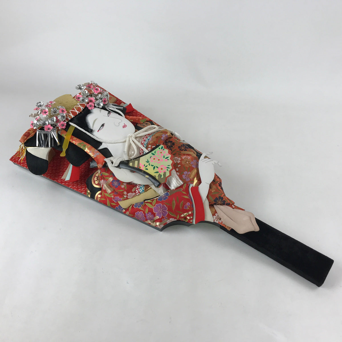 Japanese Decorative Wooden Paddle Hagoita Vtg Geisha Kimono New Years ...