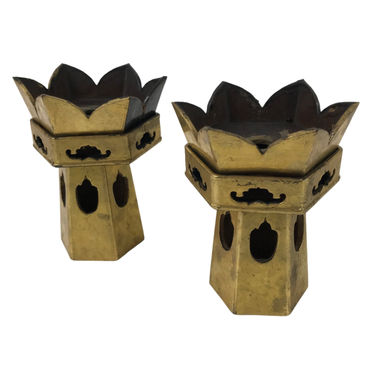 Antique Japanese Buddhist Altar Fitting Wood Kuge Offering Stand 2pc G ...