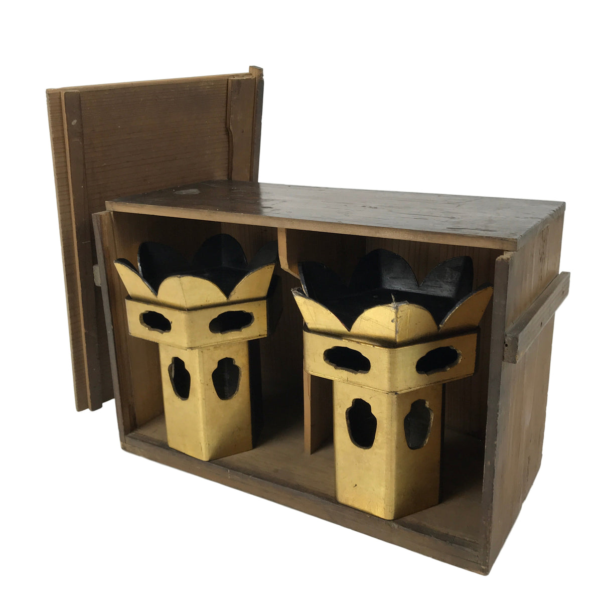 Antique Japanese Buddhist Altar Fitting Wooden Kuge Offering Stand 2pc ...
