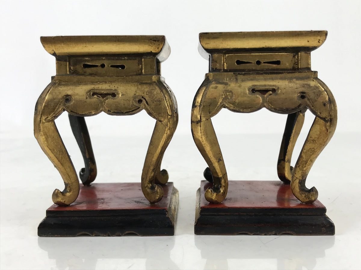 Antique Japanese Buddhist Altar Lacquer Wood Offering Stand 2pc Bukki ...