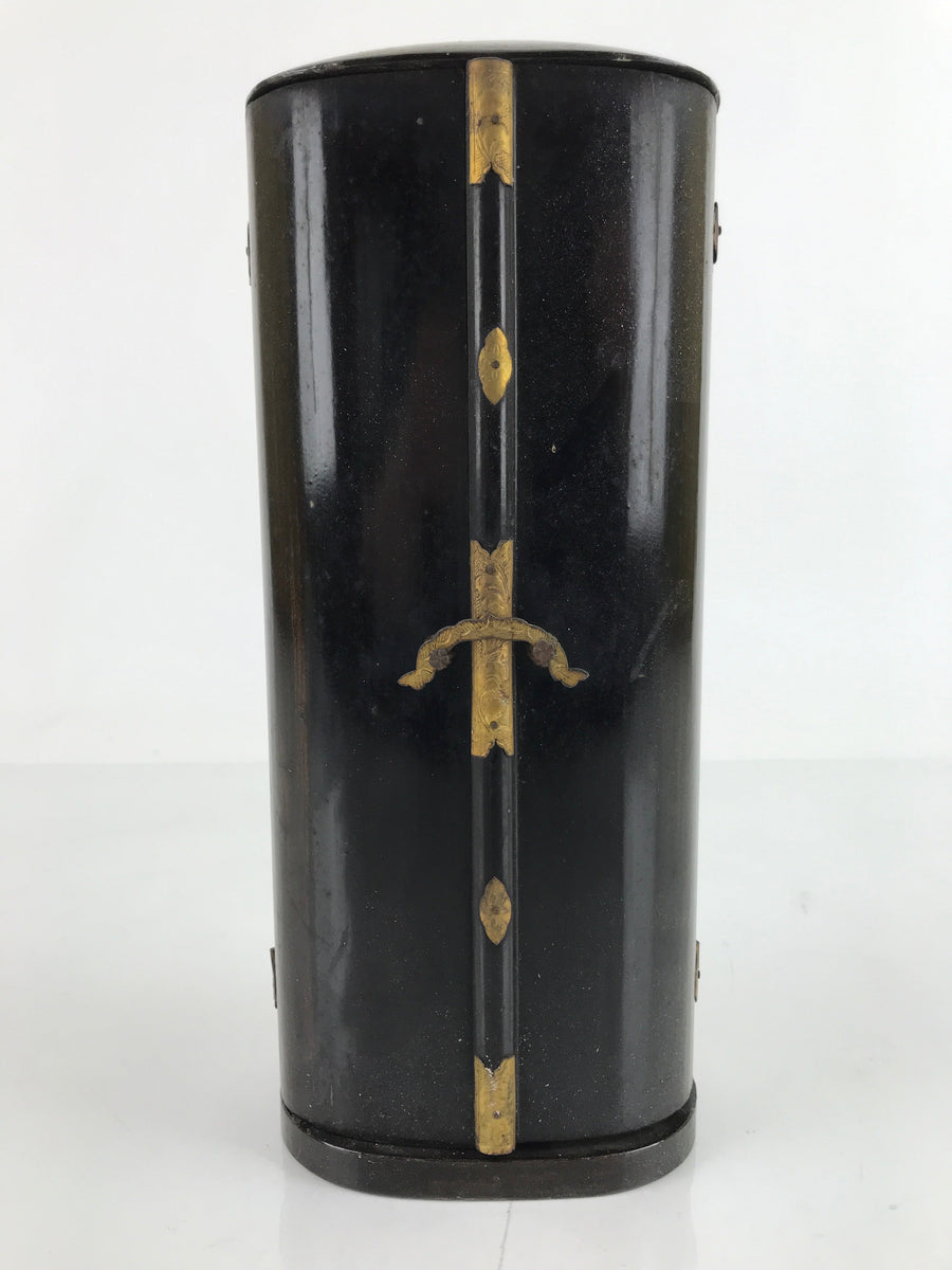 Antique Japanese Buddhist Wood Zushi Shrine Reliquary Box Black Gold B ...
