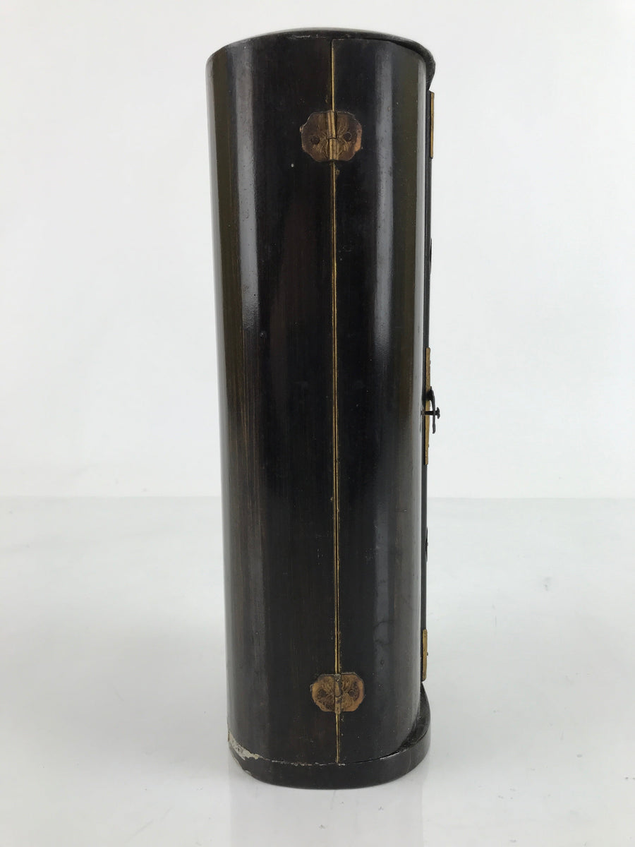Antique Japanese Buddhist Wood Zushi Shrine Reliquary Box Black Gold B ...