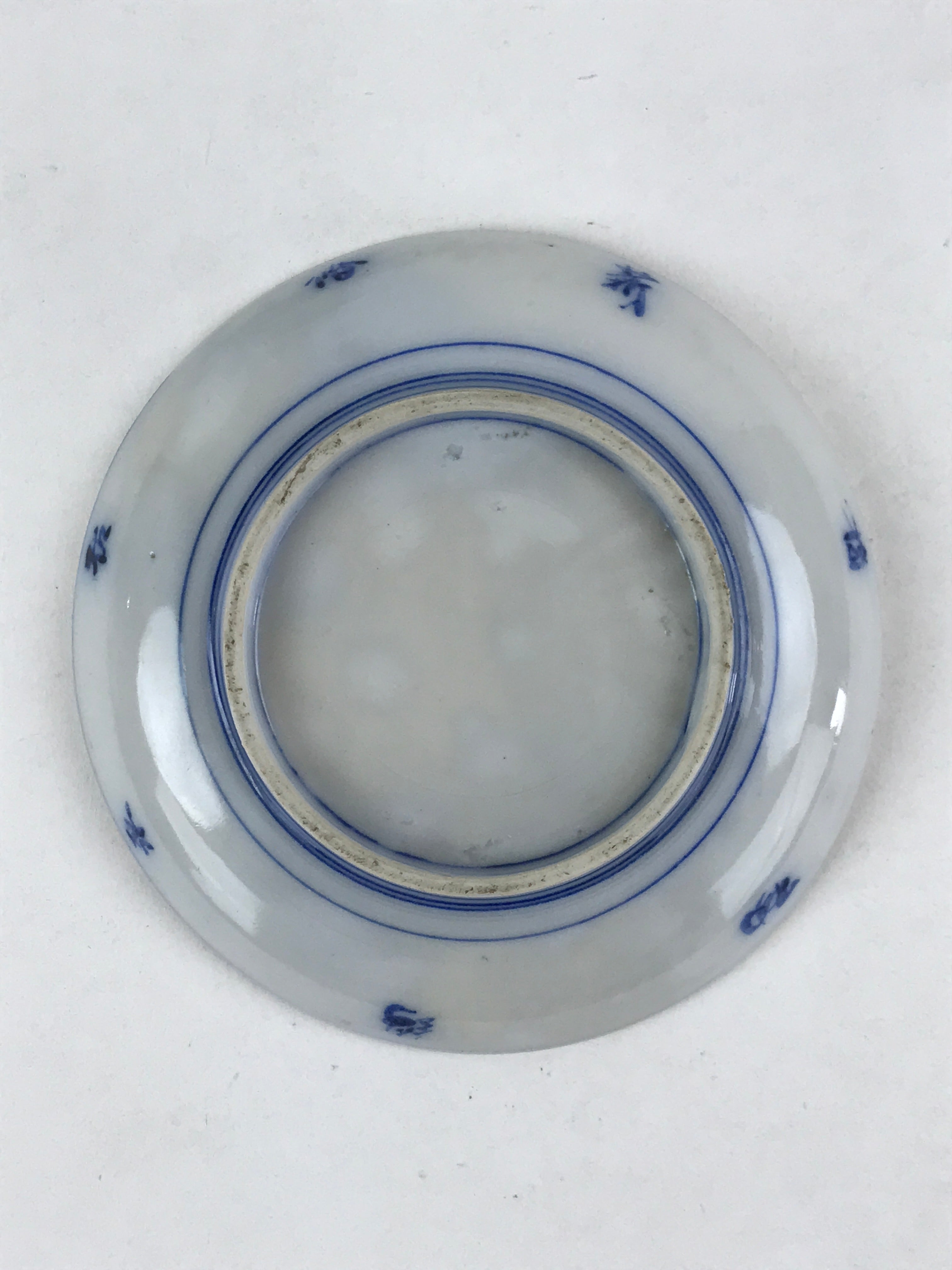 Antique Japanese Ceramic Small Plate Round White Blue Kozara PY481 ...