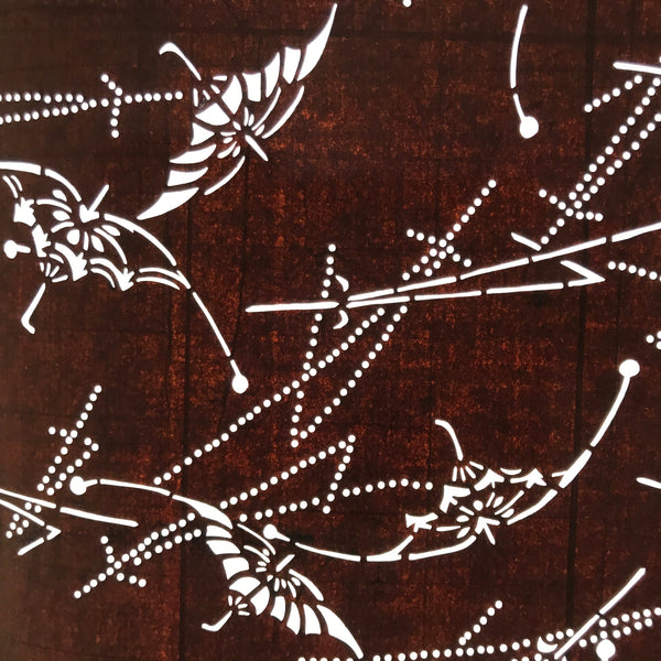 Antique Japanese Ise Katagami Paper Kimono Stencil Unique Floral Patte ...