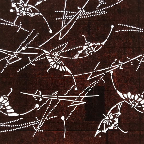 Antique Japanese Ise Katagami Paper Kimono Stencil Unique Floral Patte ...