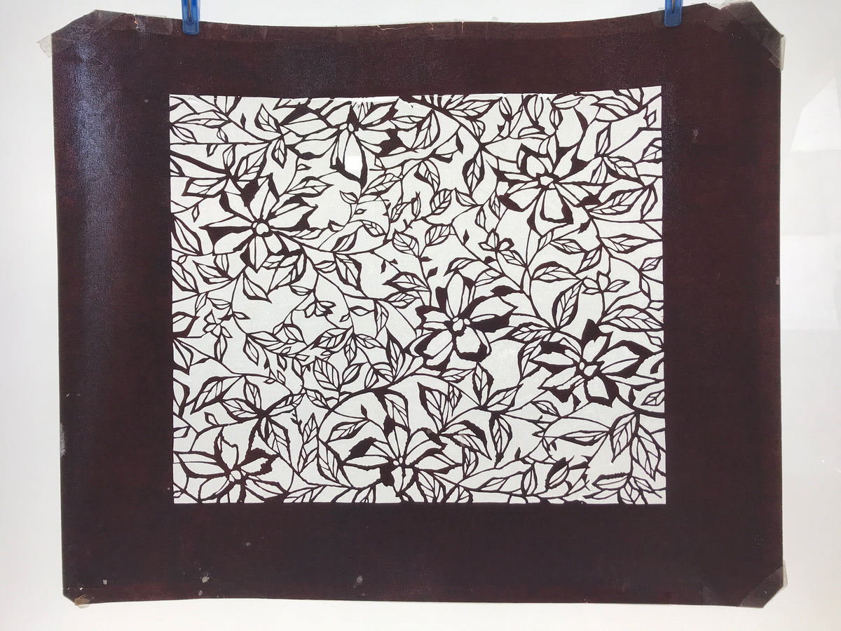 Antique Japanese Katagami Kimono Paper Stencil Katazome Flower Pattern ...