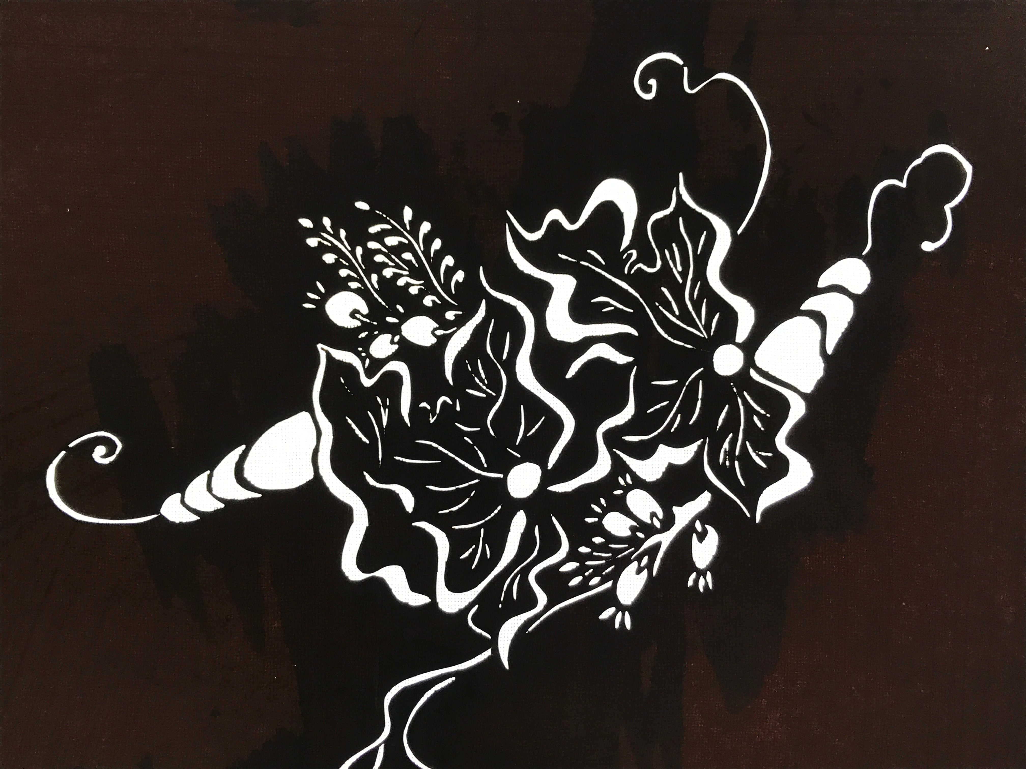 Antique Japanese Katagami Kimono Paper Stencil Katazome Flowers Leaves ...