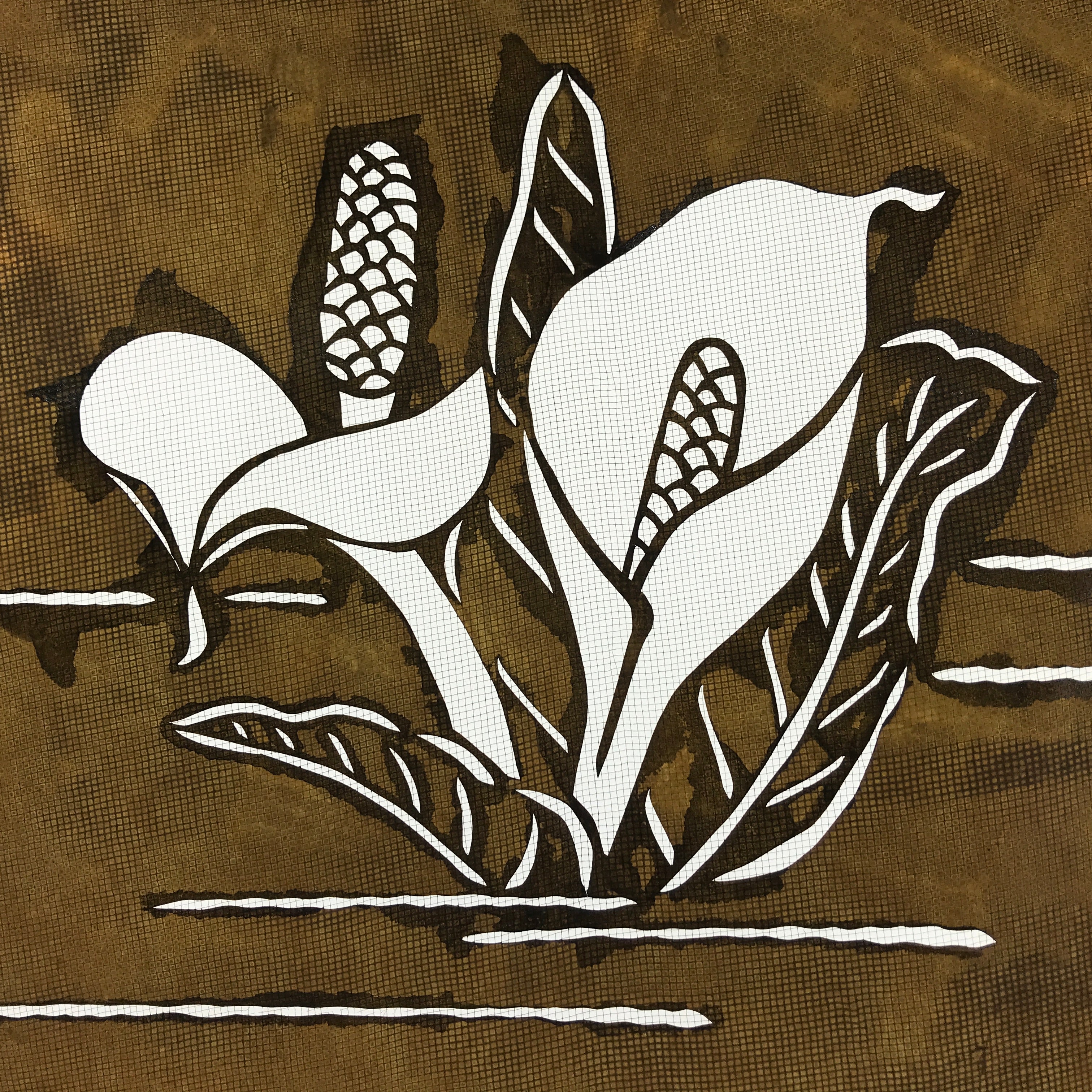 Antique Japanese Katagami Paper Kimono Stencil Katazome Calla Lily Flo ...