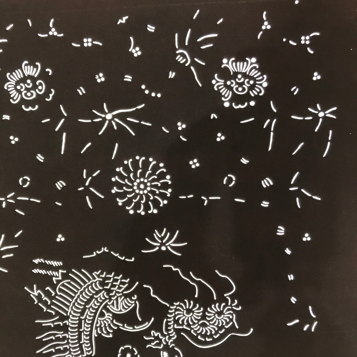 Antique Japanese Katagami Paper Kimono Stencil Katazome Kirin Crane Fl ...