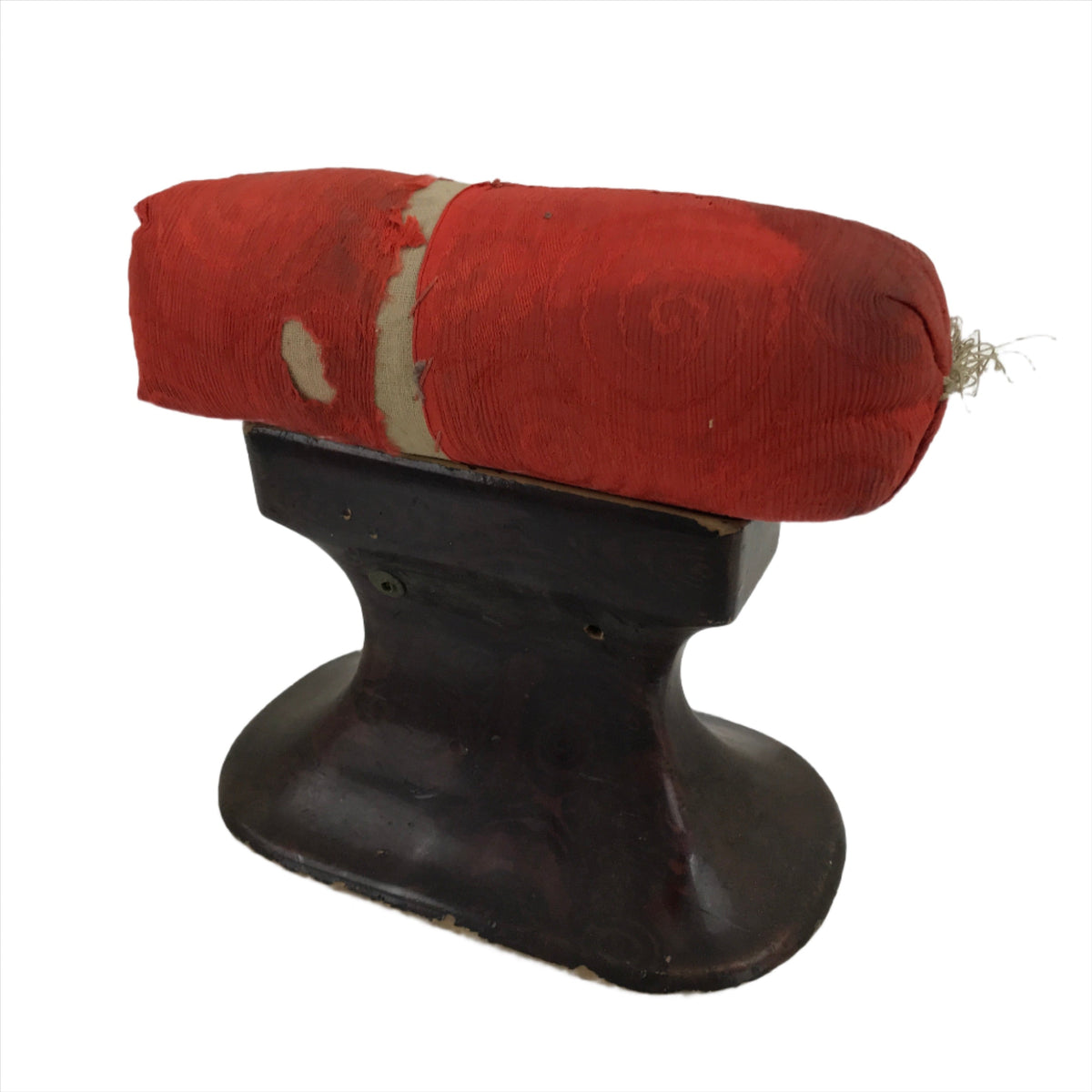 Antique Japanese Lacquered Wood Silk Takamakura Neck Pillow Geisha Red ...