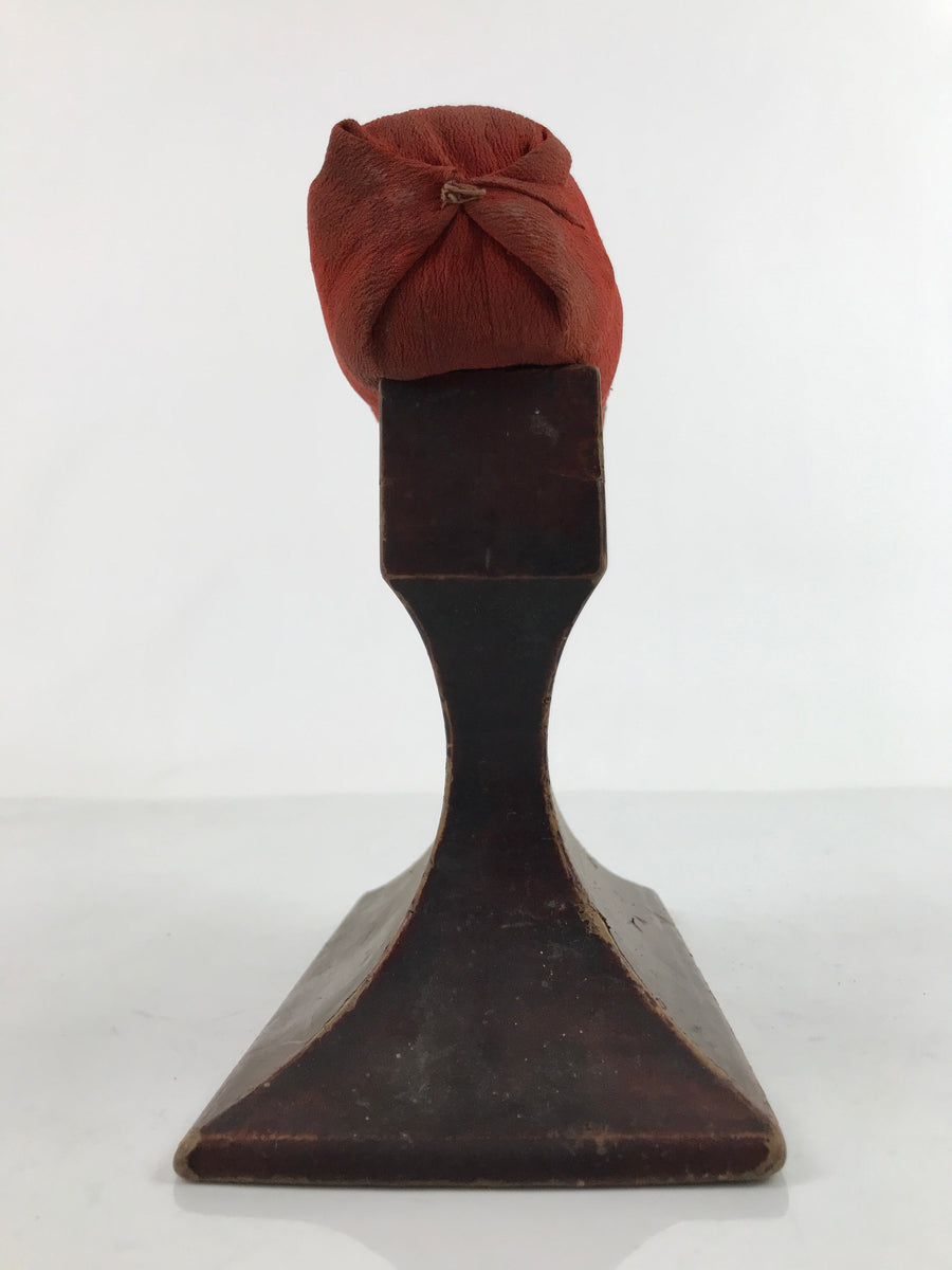 Antique Japanese Lacquered Wood Silk Takamakura Neck Pillow Geisha Red ...