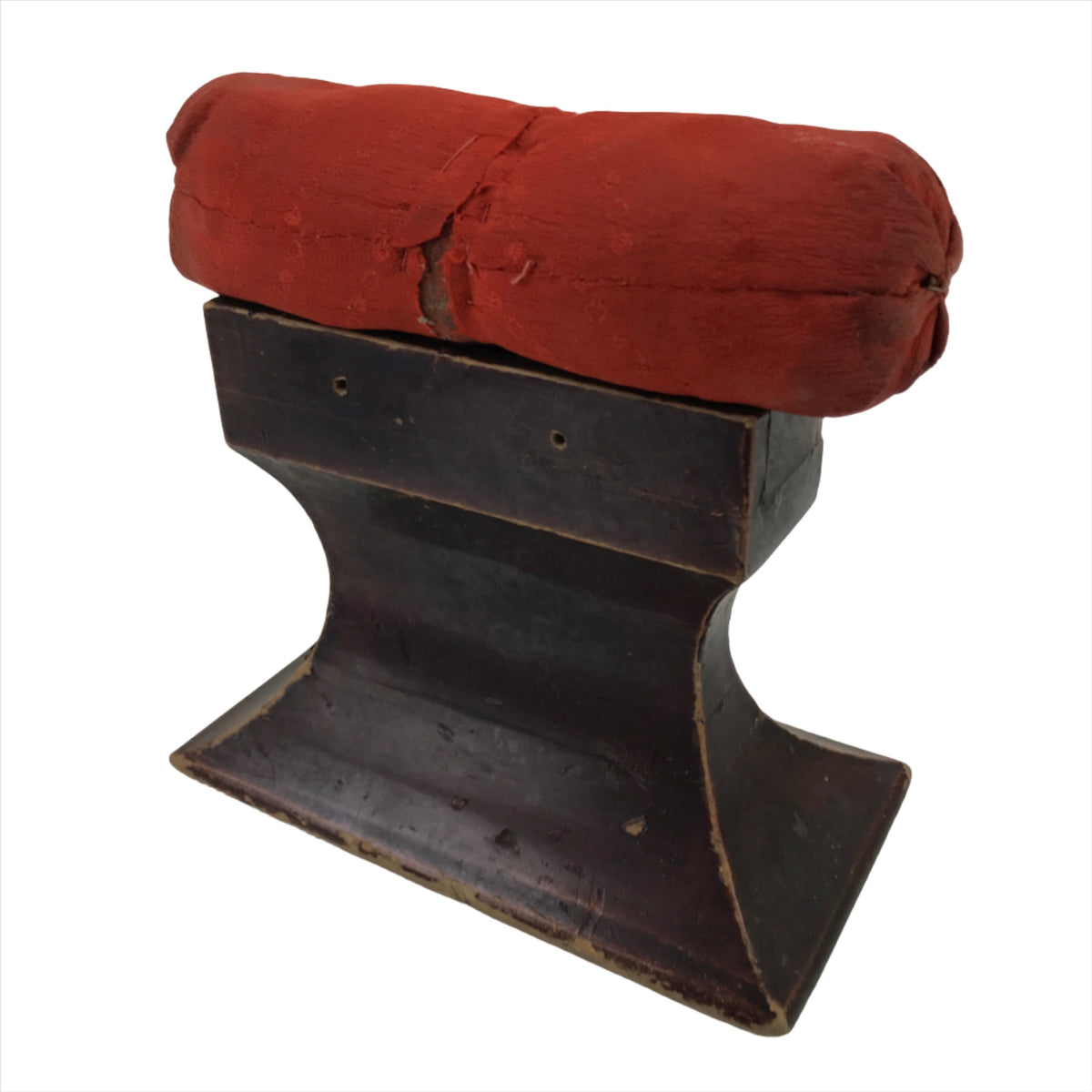 Antique Japanese Lacquered Wood Silk Takamakura Neck Pillow Geisha Red ...