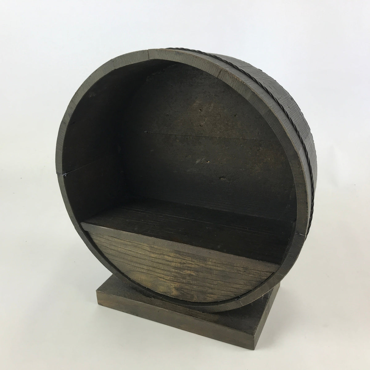 Antique Japanese Wooden Oke Bucket Display Shelf Trinket Showcase Bro ...