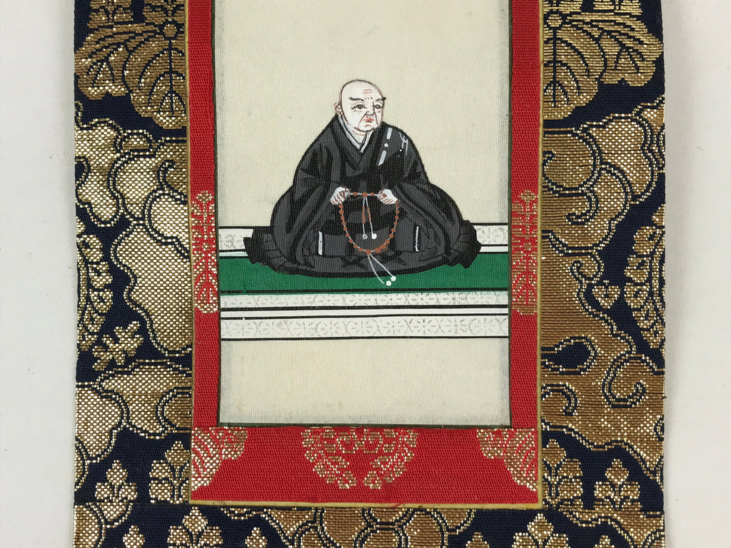 Buddhist Altar Fitting Rennyo Priest Fabric Scroll Vtg Gold Red Owakig ...