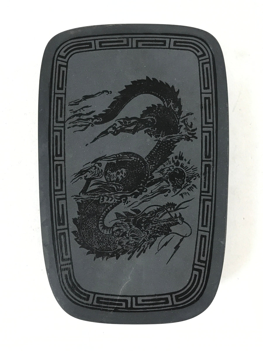 Chinese Inkstone Suzuri Vtg Sumi Grinder Calligraphy Shodo Tool Dragon ...