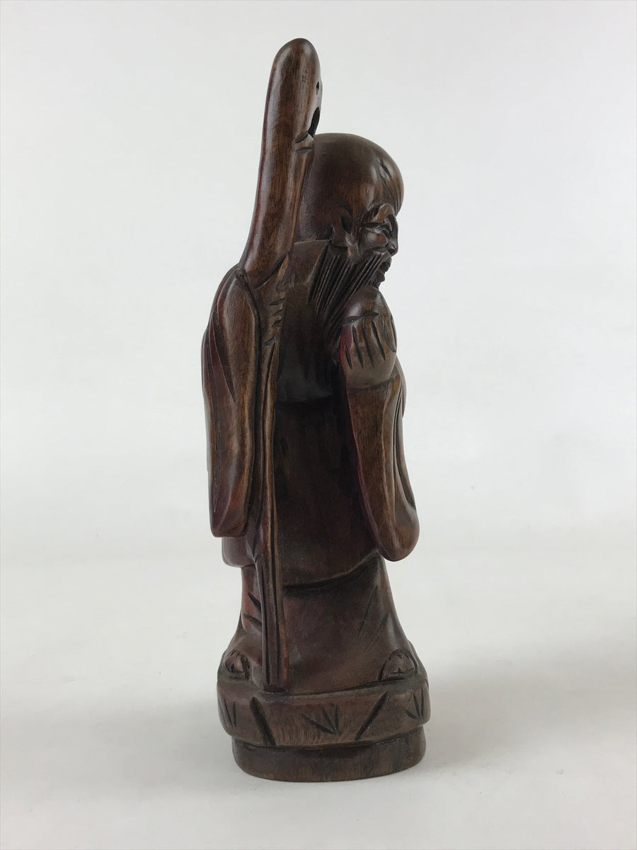 Chinese Wood Statue Confucius Old Man Figure Ornament Dark Brown BD928 ...