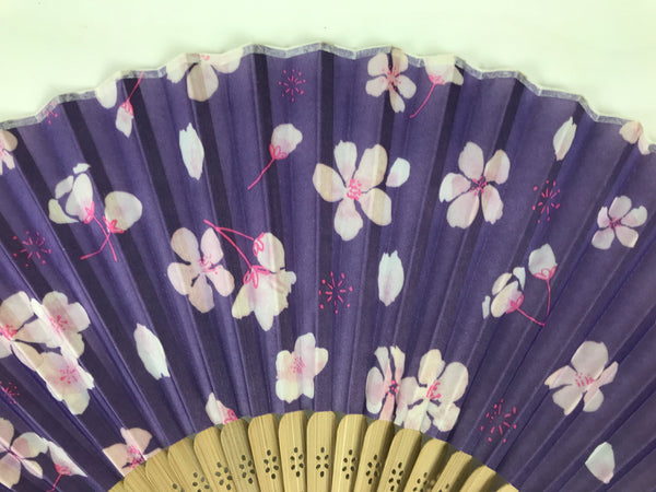 Vintage Japanese Folding Fan: Cherry Blossom Design in Purple ...