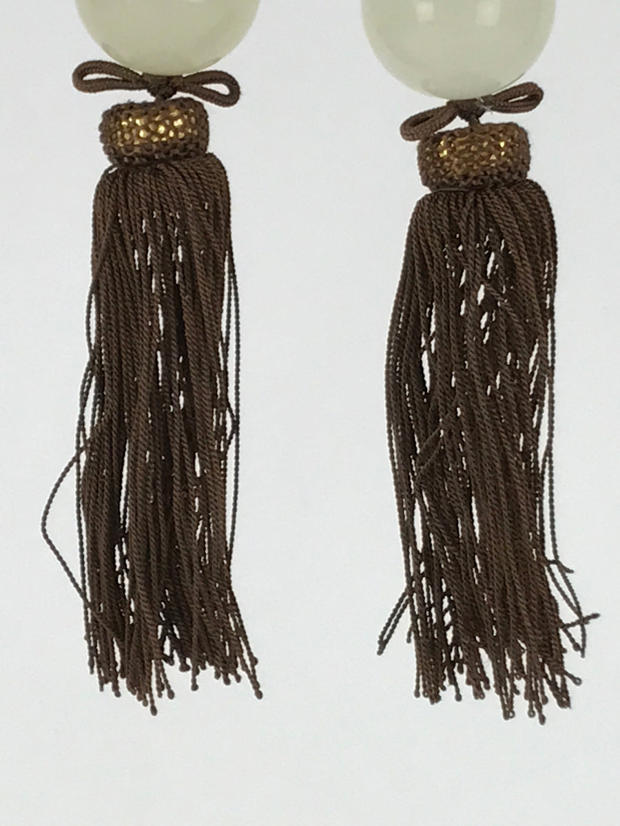 Japanese Agate Stone Hanging Scroll Weights Fuchin Kakejiku Brown Tass ...