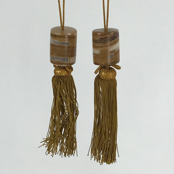 Japanese Agate Stone Hanging Scroll Weights Fuchin Kakejiku Gold Tasse ...