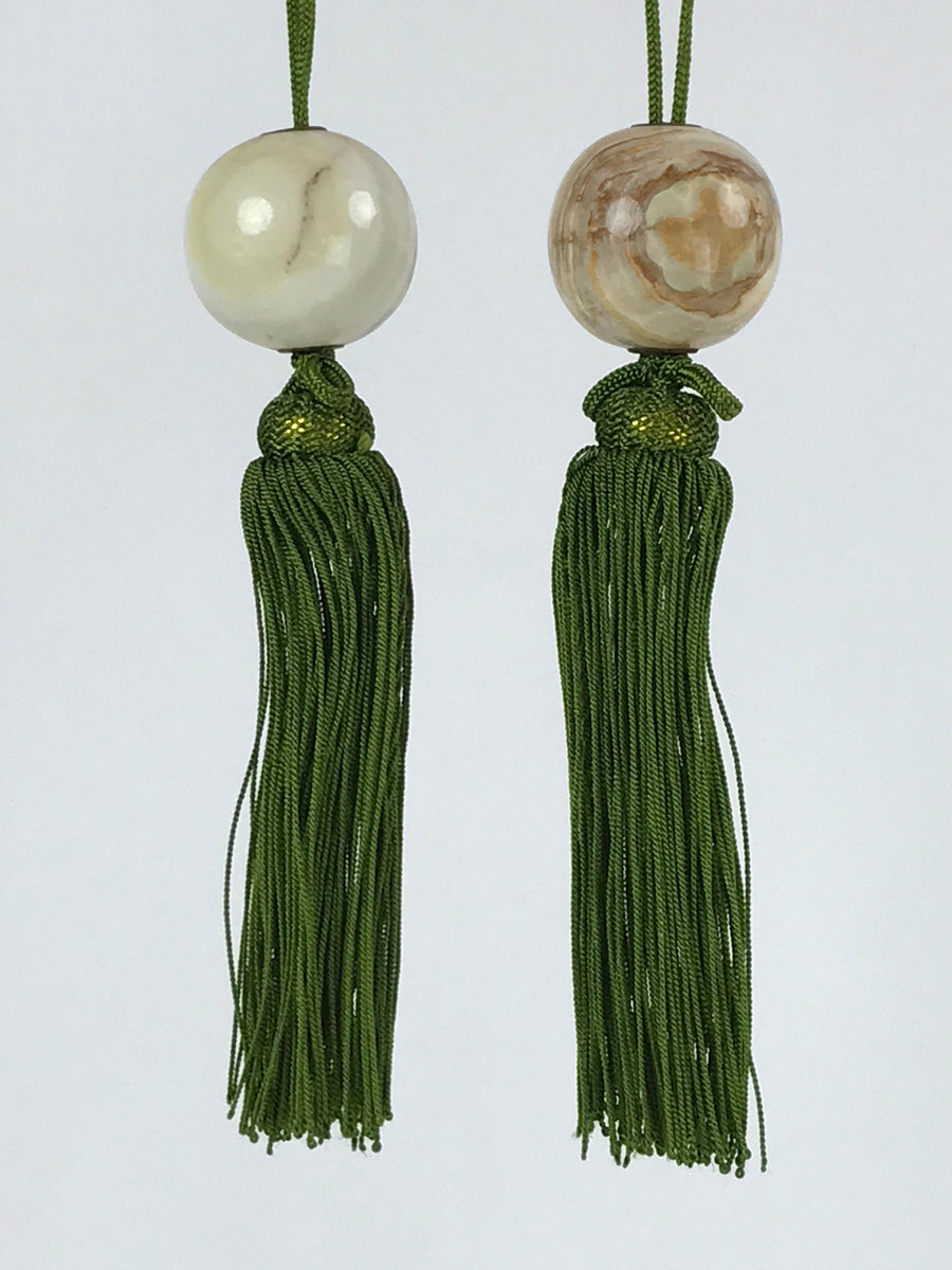 Japanese Agate Stone Hanging Scroll Weights Fuchin Kakejiku Green Tass ...