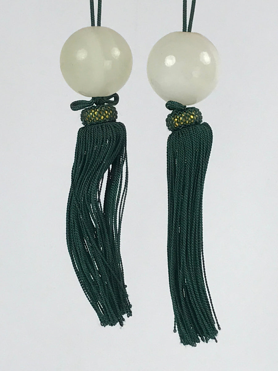 Japanese Agate Stone Hanging Scroll Weights Fuchin Kakejiku Green Tass ...