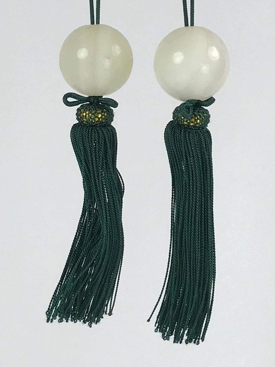 Japanese Agate Stone Hanging Scroll Weights Fuchin Kakejiku Green Tass ...