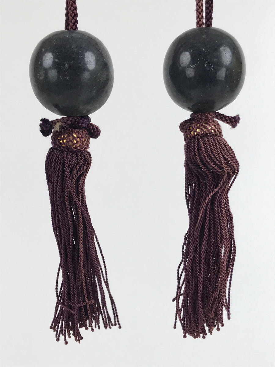 Japanese Agate Stone Hanging Scroll Weights Fuchin Kakejiku Purple Tas ...