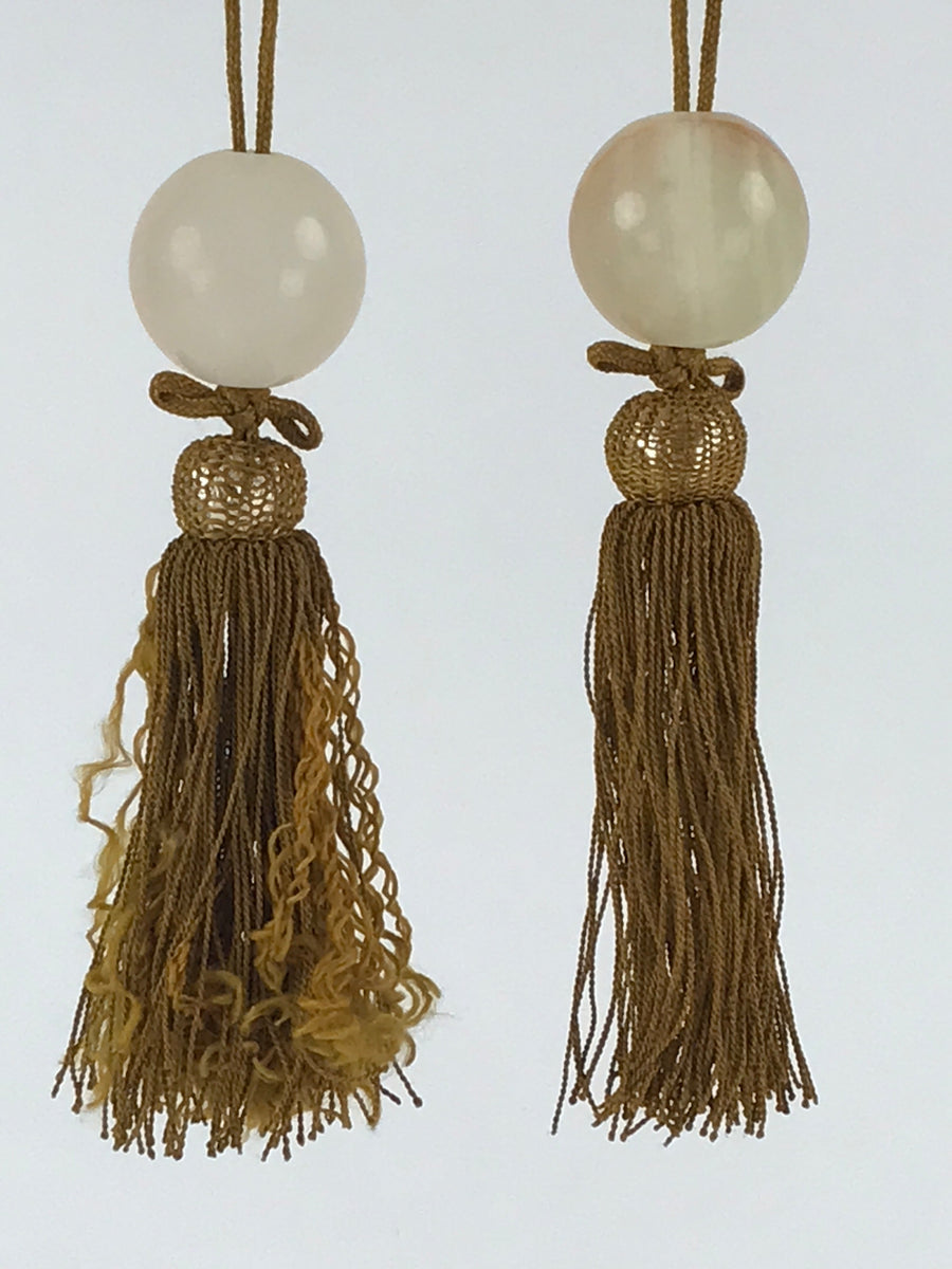 Japanese Agate Stone Hanging Scroll Weights Fuchin Kakejiku Yellow Tas ...