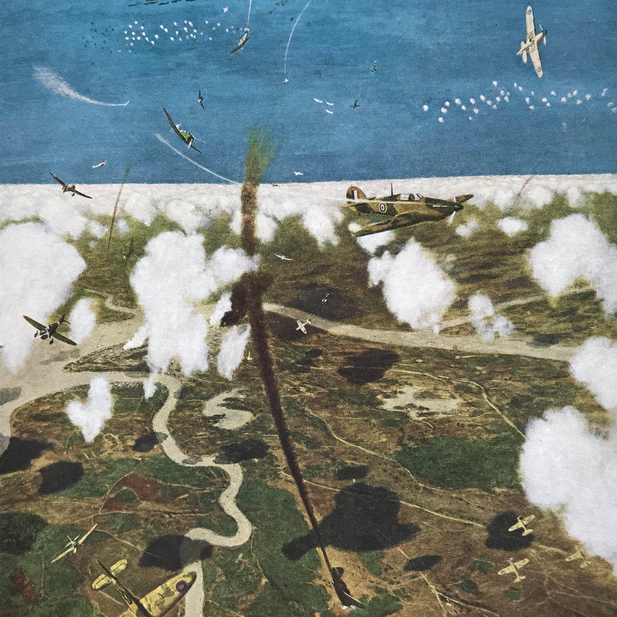 Japanese Art Print Reproduction Military Burma Rangoon Bombing WWII Wa ...