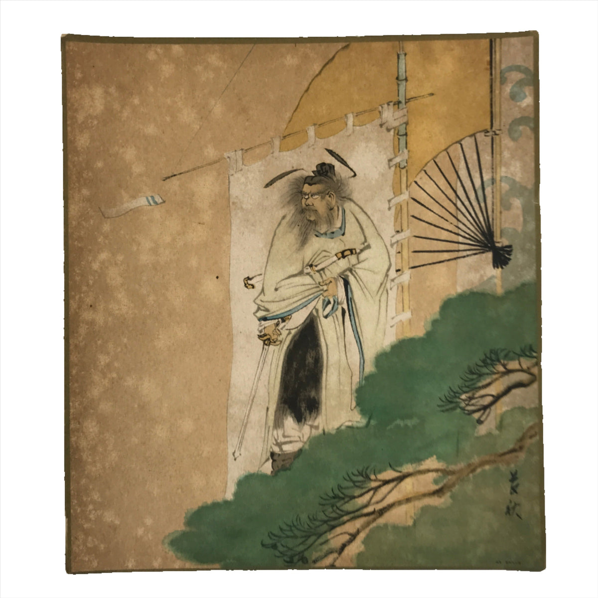 Japanese Art Print Reproduction Vtg Warrior Zhong Kui Chinese Mytholog ...