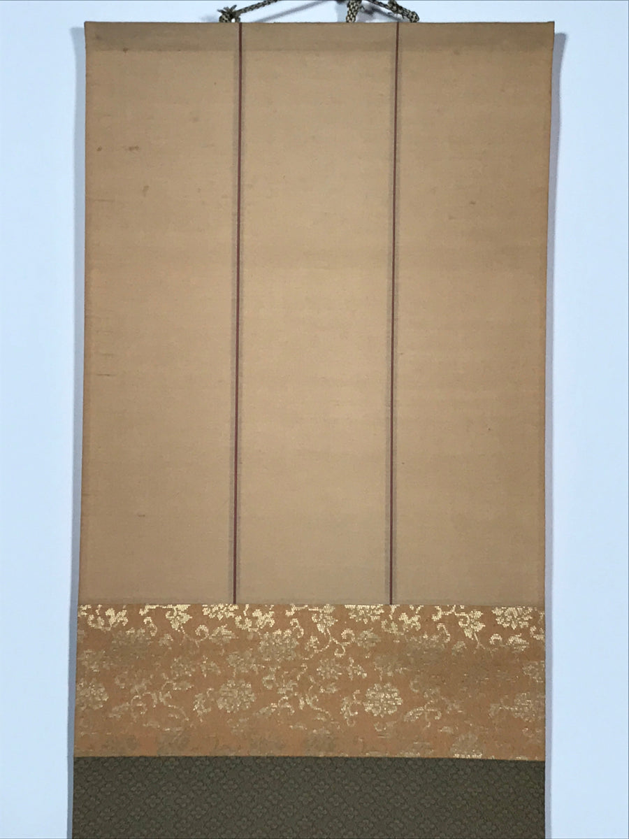Japanese Blank Hanging Scroll Vtg Thread Holders Floral Orange Gold SC ...