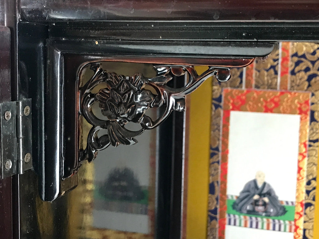 Japanese Buddhist Altar Complete Butsudan Vtg Religious Images Dark Br ...