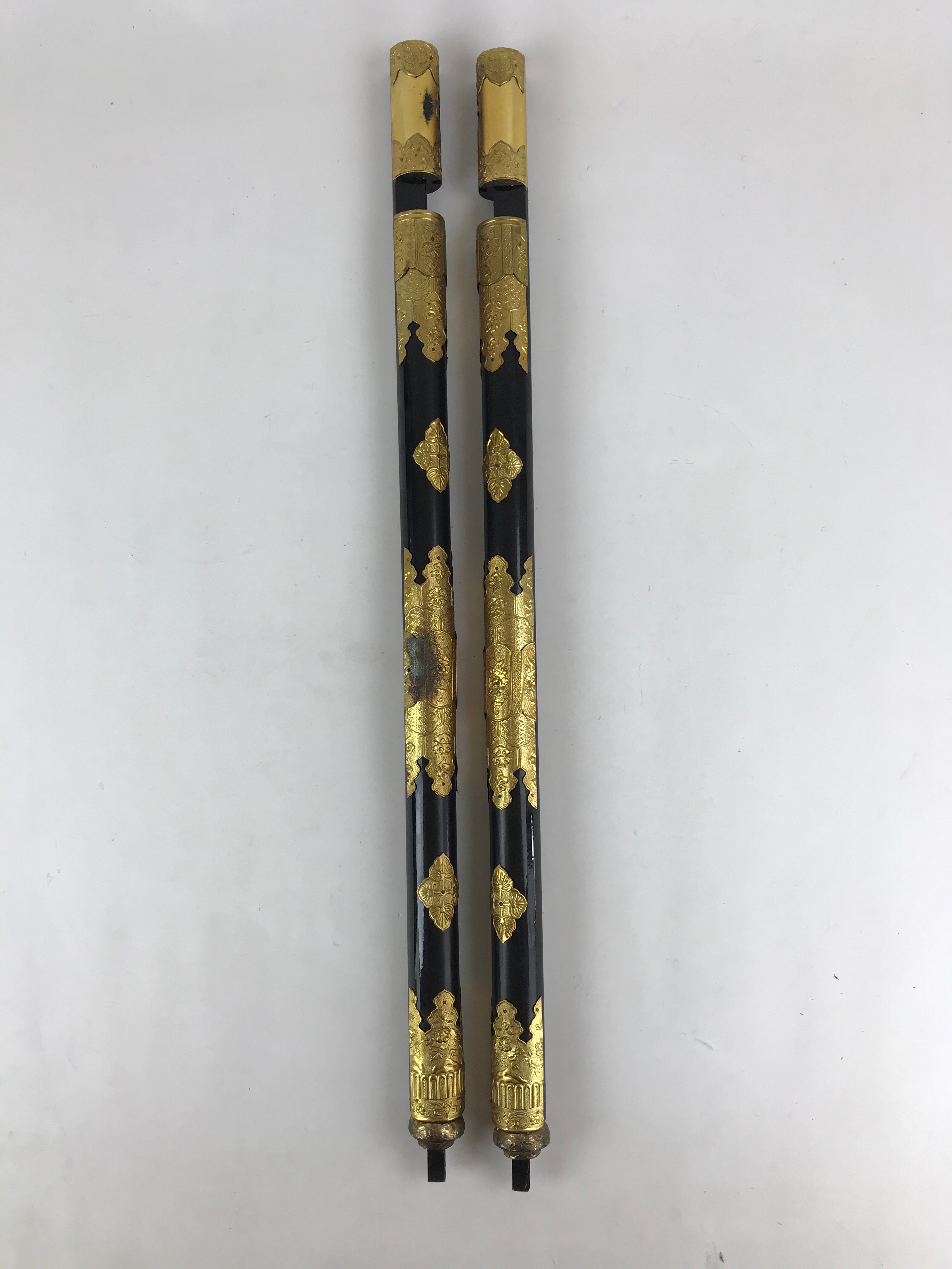 Japanese Buddhist Altar Decorative Cylinders Vtg 2 Pieces Set Gold Gil ...