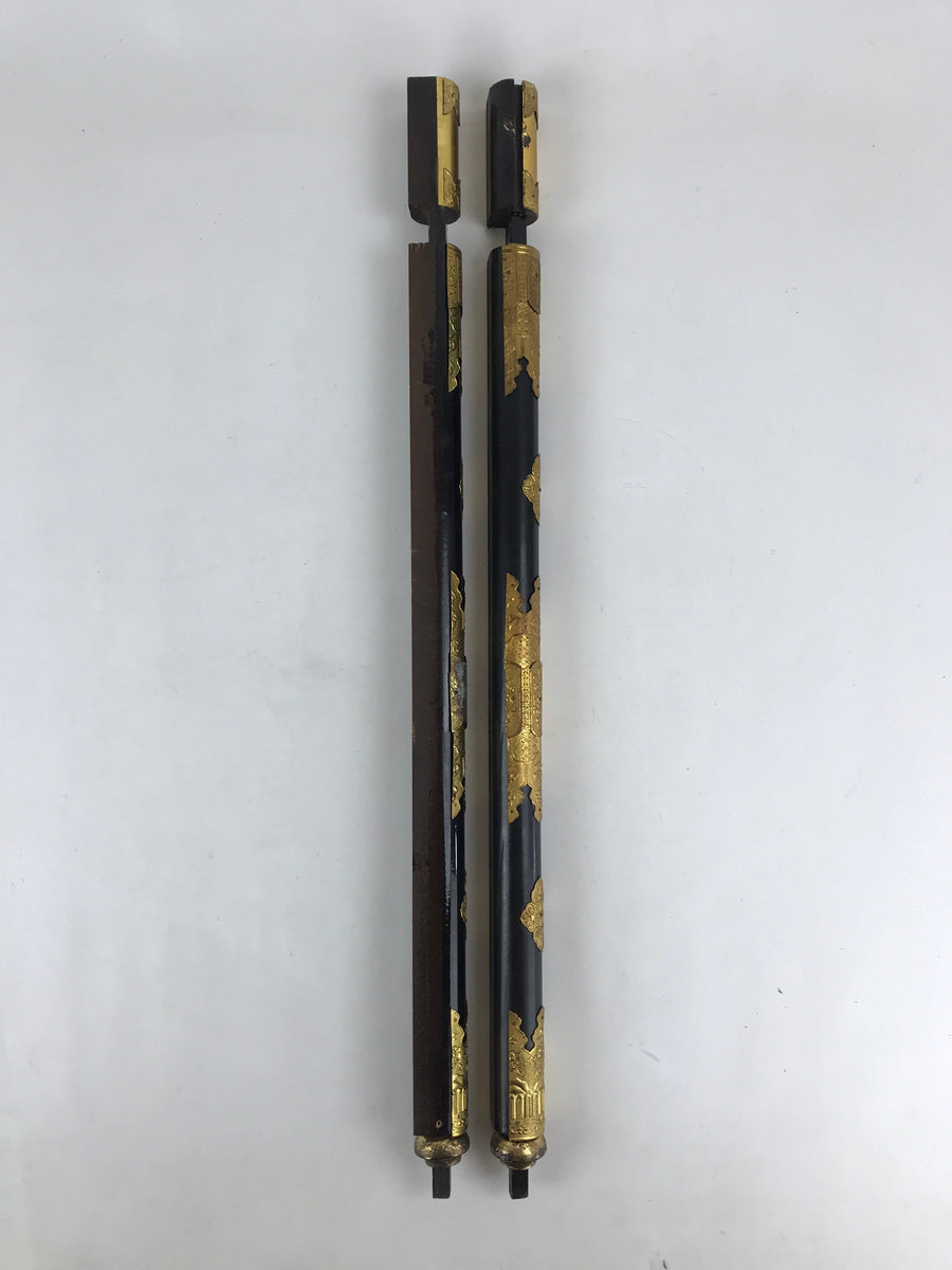 Japanese Buddhist Altar Decorative Cylinders Vtg 2 Pieces Set Gold Gil ...