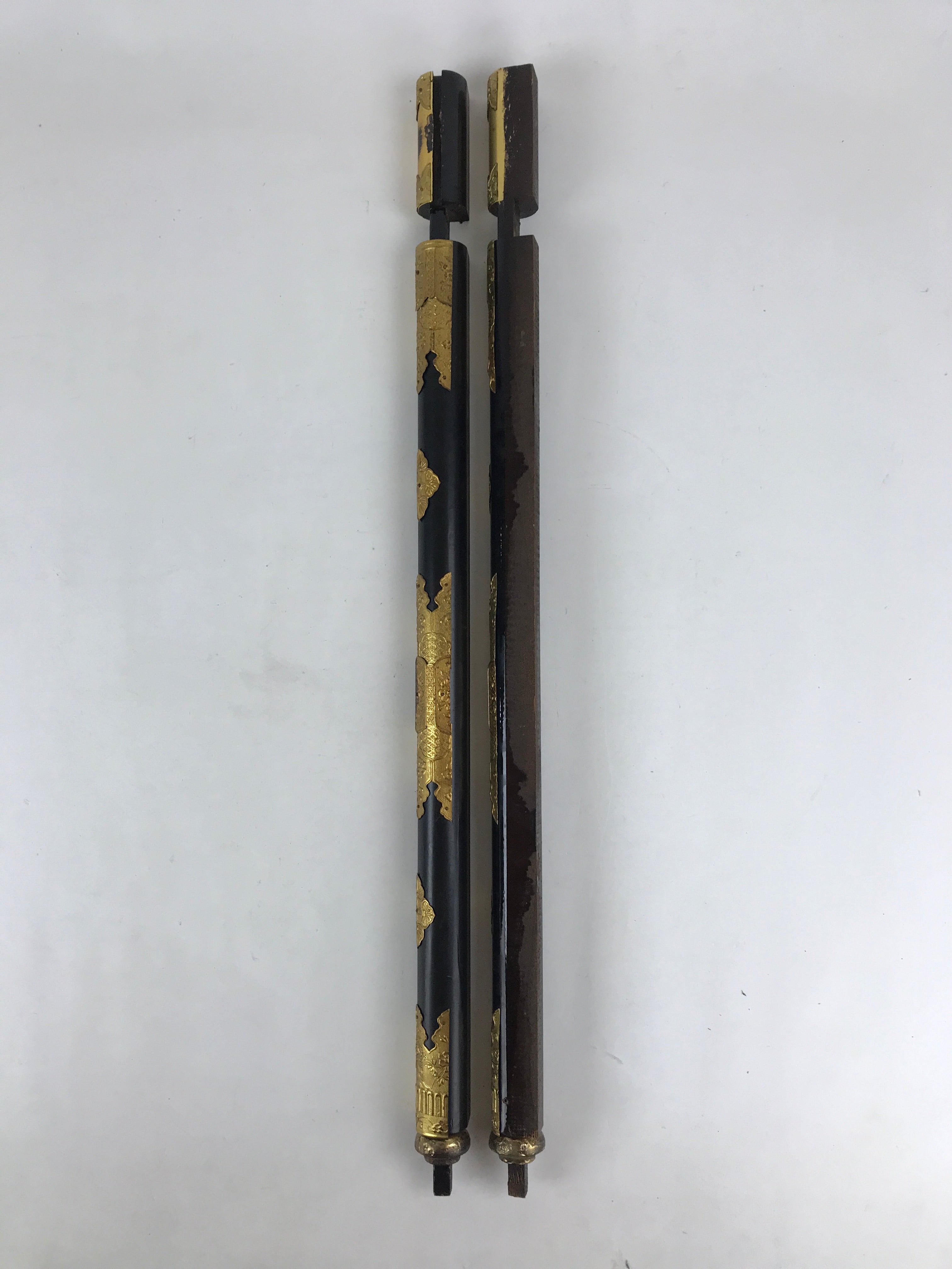 Japanese Buddhist Altar Decorative Cylinders Vtg 2 Pieces Set Gold Gil ...
