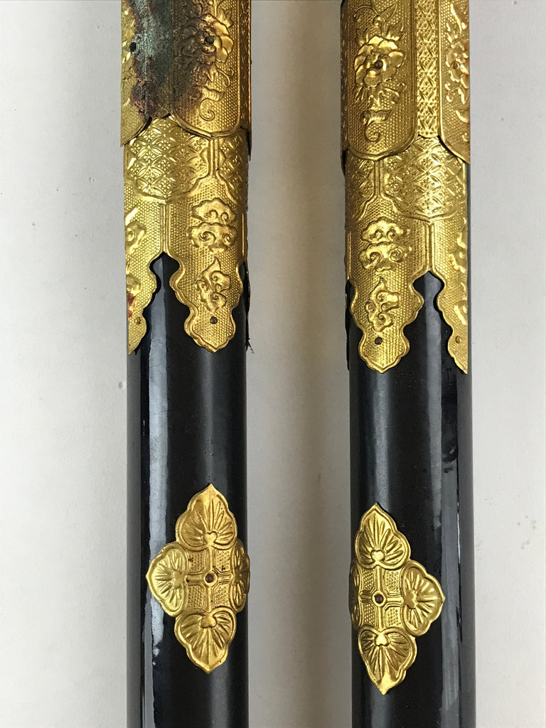Japanese Buddhist Altar Decorative Cylinders Vtg 2 Pieces Set Gold Gil ...