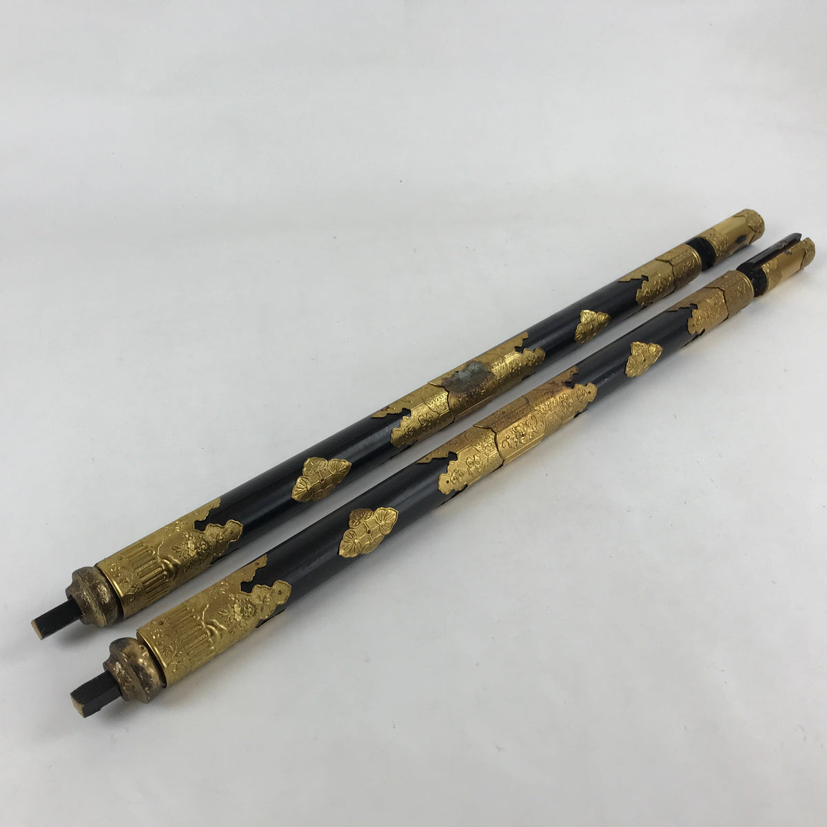 Japanese Buddhist Altar Decorative Cylinders Vtg 2 Pieces Set Gold Gil ...