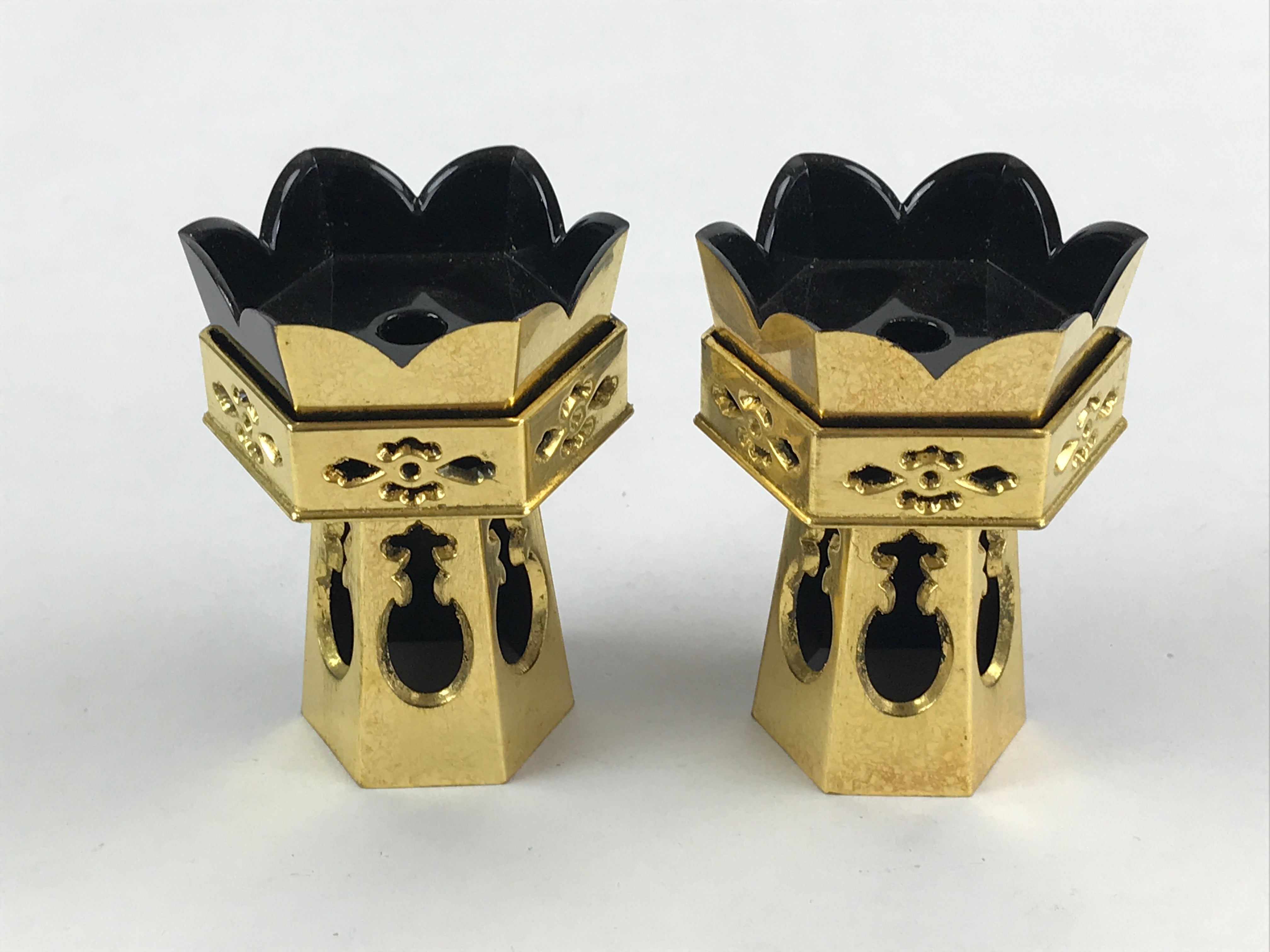 Japanese Buddhist Altar Fitting Octagon Offering Stand 2pc Set Vtg But ...