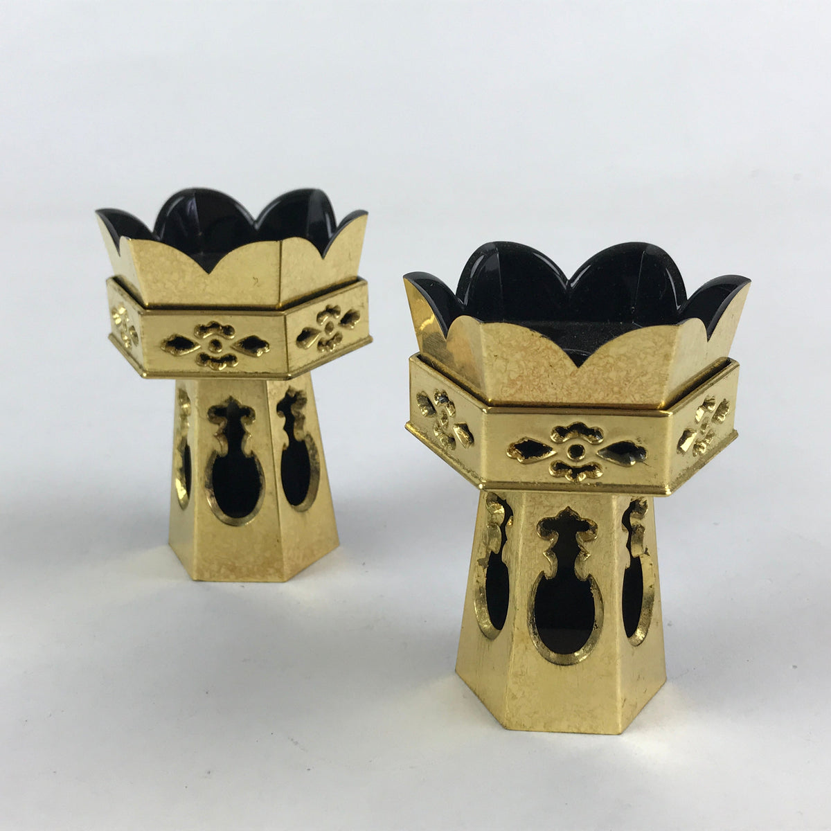 Japanese Buddhist Altar Fitting Octagon Offering Stand 2pc Set Vtg But ...