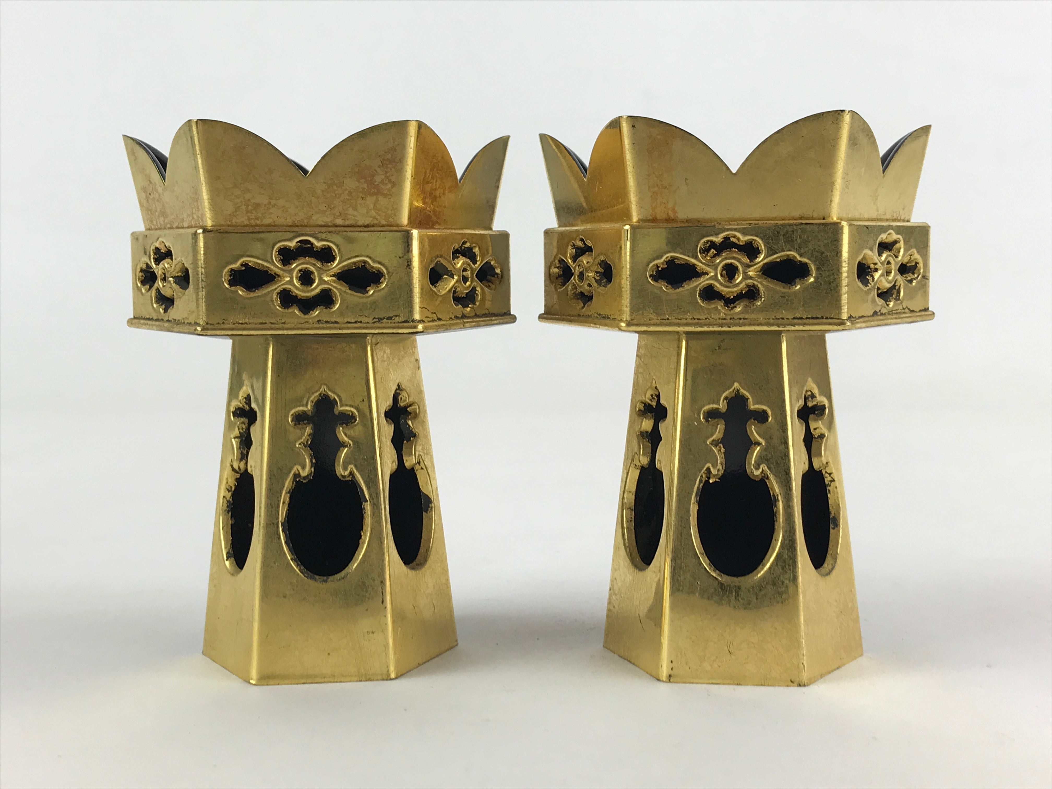 Japanese Buddhist Altar Fitting Resin Kuge Offering Stand Vtg 2pc Gold ...