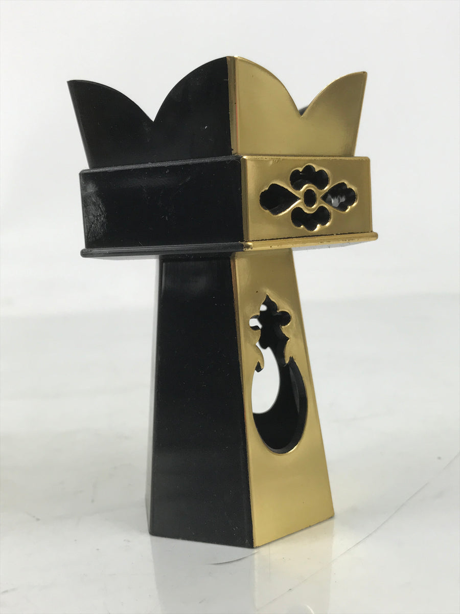Japanese Buddhist Altar Fitting Resin Kuge Offering Stand Vtg Gold Bla ...