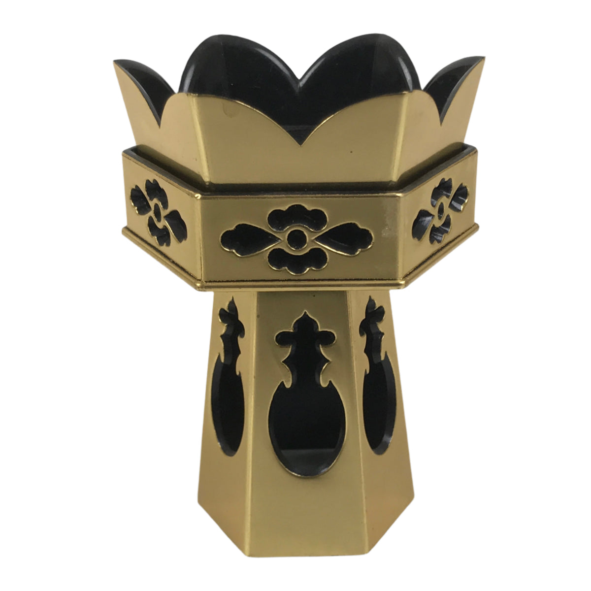 Japanese Buddhist Altar Fitting Resin Kuge Offering Stand Vtg Gold Bla ...