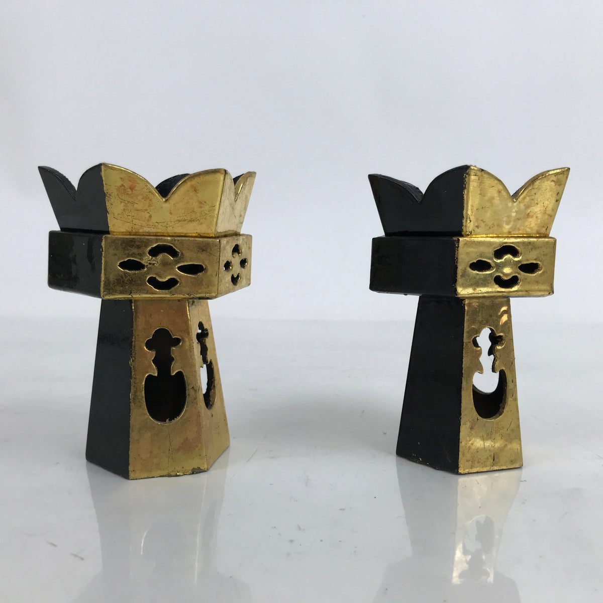 Japanese Buddhist Altar Fitting Wood Kuge Offering Stand Vtg 2pc Gold ...