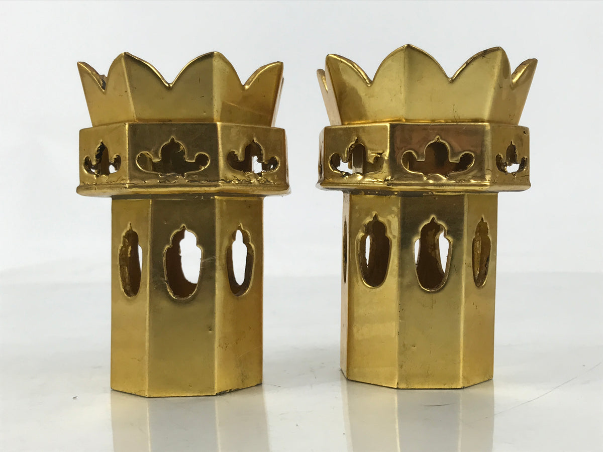 Japanese Buddhist Altar Fitting Wooden Kuge Offering Stand Vtg 2pc Gol ...