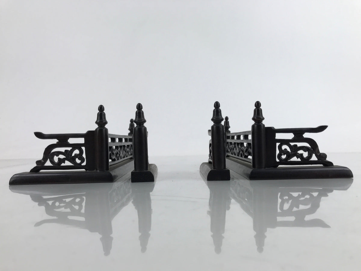 Japanese Buddhist Altar Wood Kouran Railing Vtg Decorative Part 4pc Br ...