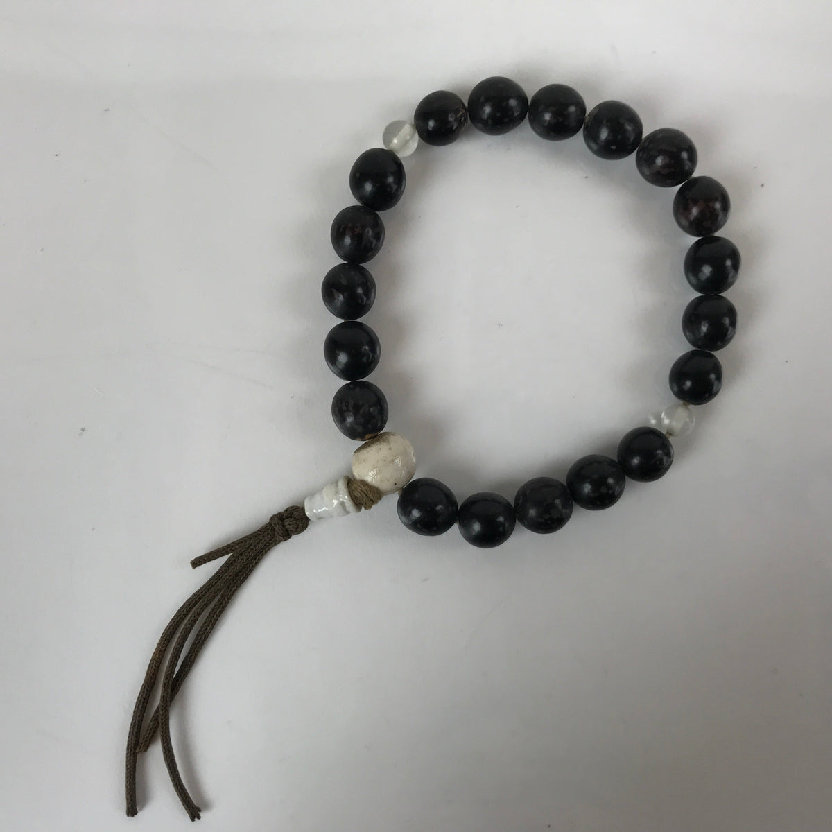 Japanese Buddhist Juzu Prayer Bracelet Vtg Rosary Lacquer Wood Bead Bl ...