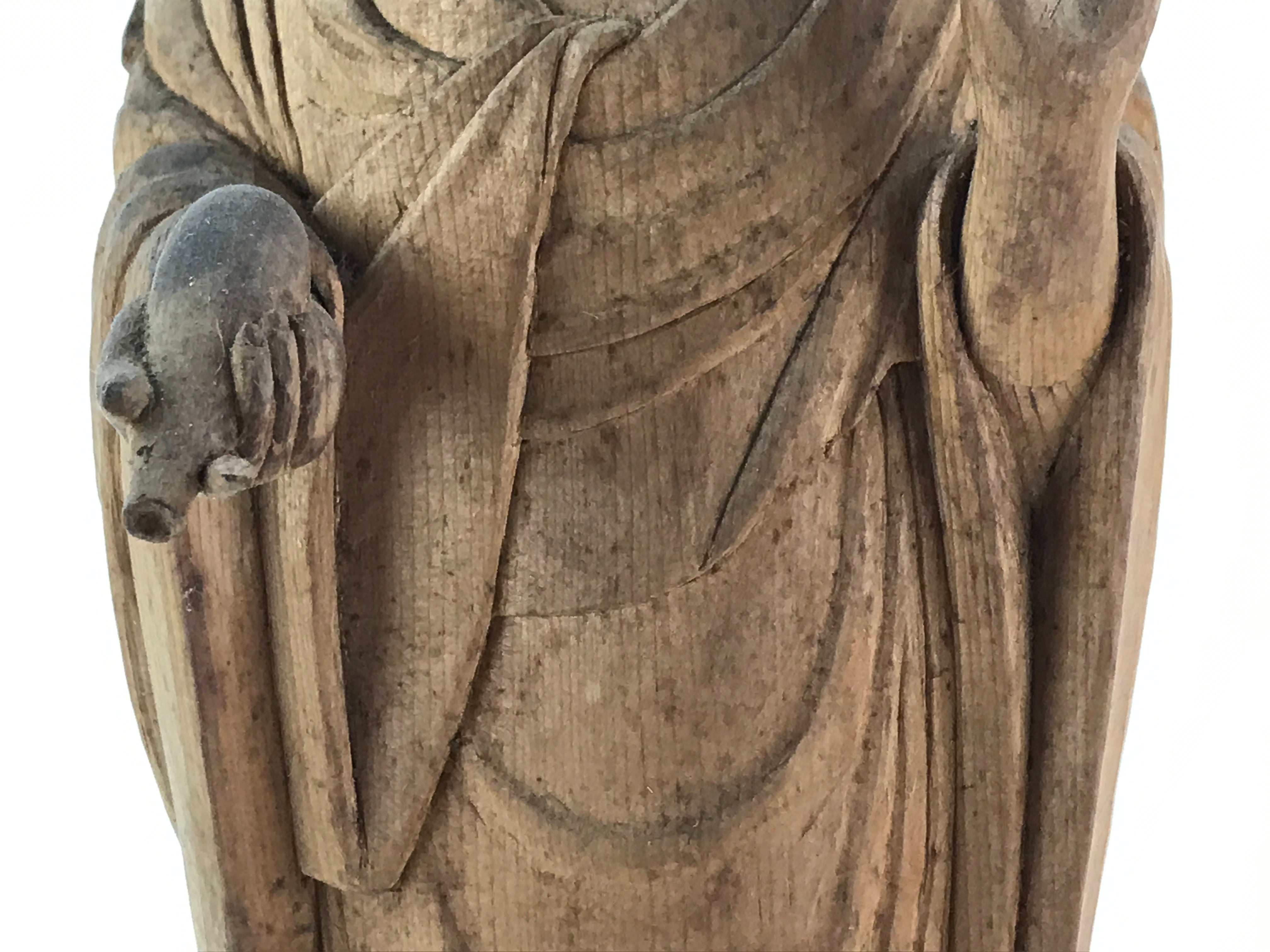 Japanese Buddhist Wooden Carved Kannon Bosatsu Statue Vtg Flask Right ...