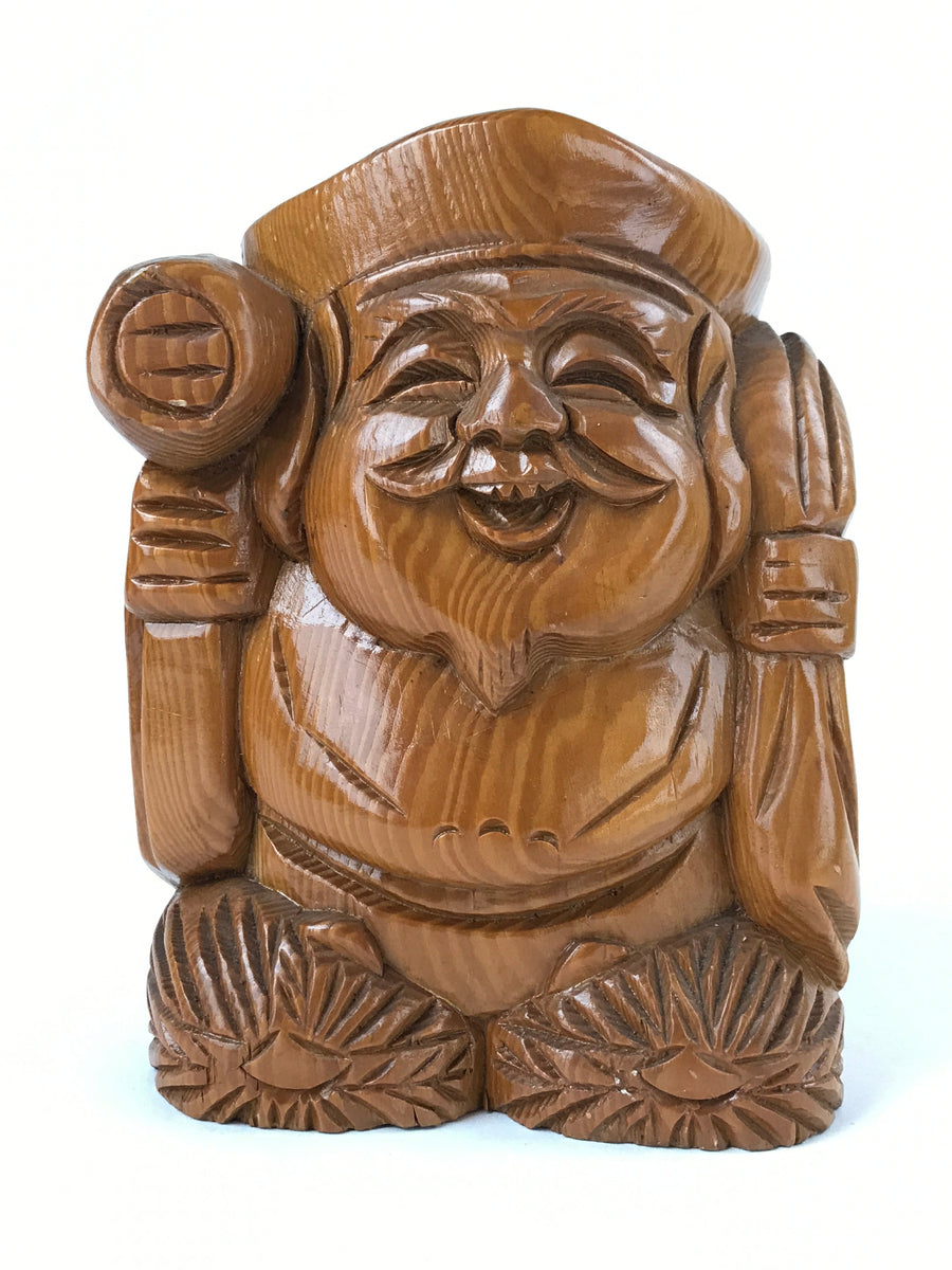 Japanese Carved Wooden Daikokuten Statue Vtg 7 Lucky Gods Figure Wealt ...