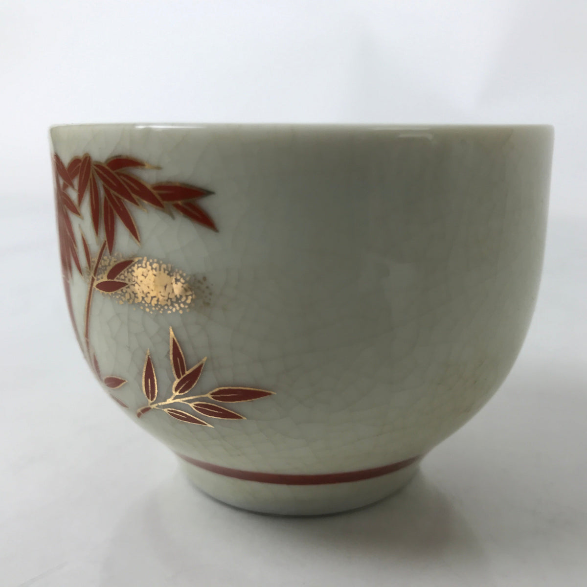 Japanese Ceramic Kutani Ware Teacup Vtg Pottery Yunomi Crackle Bamboo ...